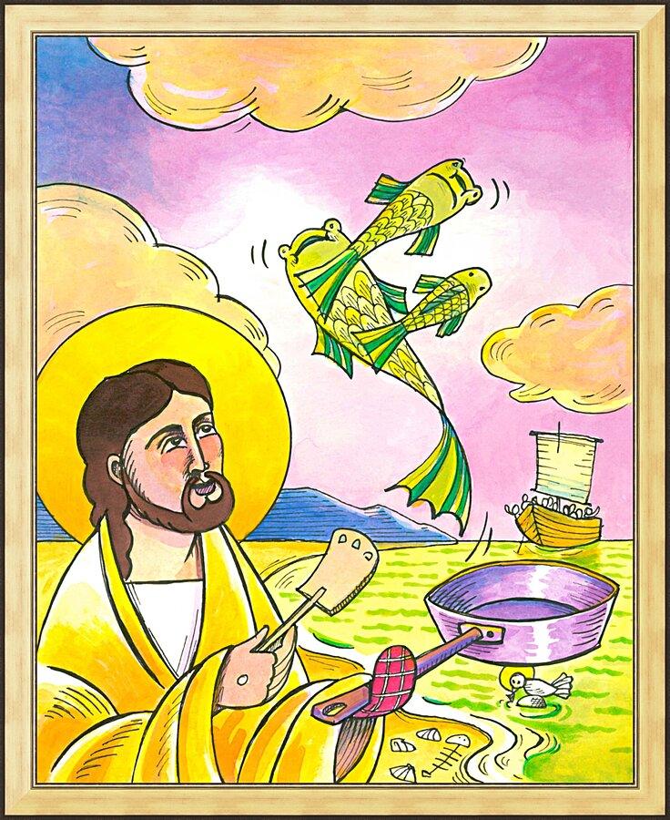 Wall Frame Gold - Jesus: Fish Fry With Friends by M. McGrath ...