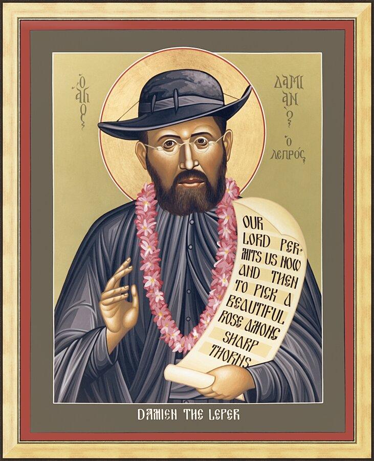 Wall Frame Gold - St. Damien the Leper by R. Lentz – trinitystores